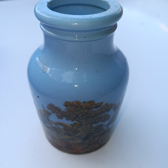 Art | Antique Prattware Blue Boar Hunting Scene Jar Potted Meat Pot ...